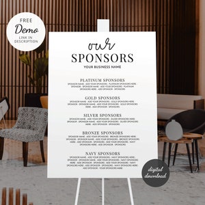 Company Sponsors Sign Template, Minimalist Fundraiser Sponsors List ...