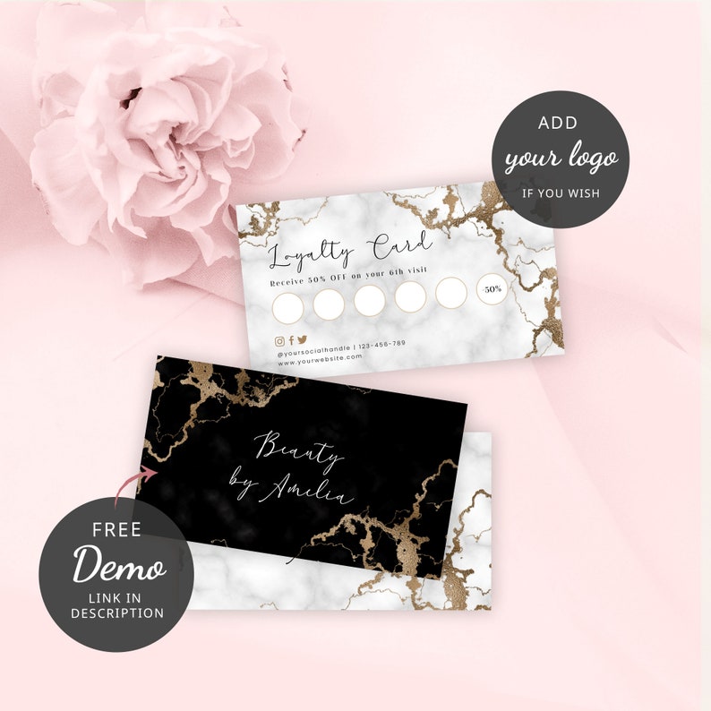 DIY Loyalty Card Template Beauty Salon Rewards Card Black - Etsy