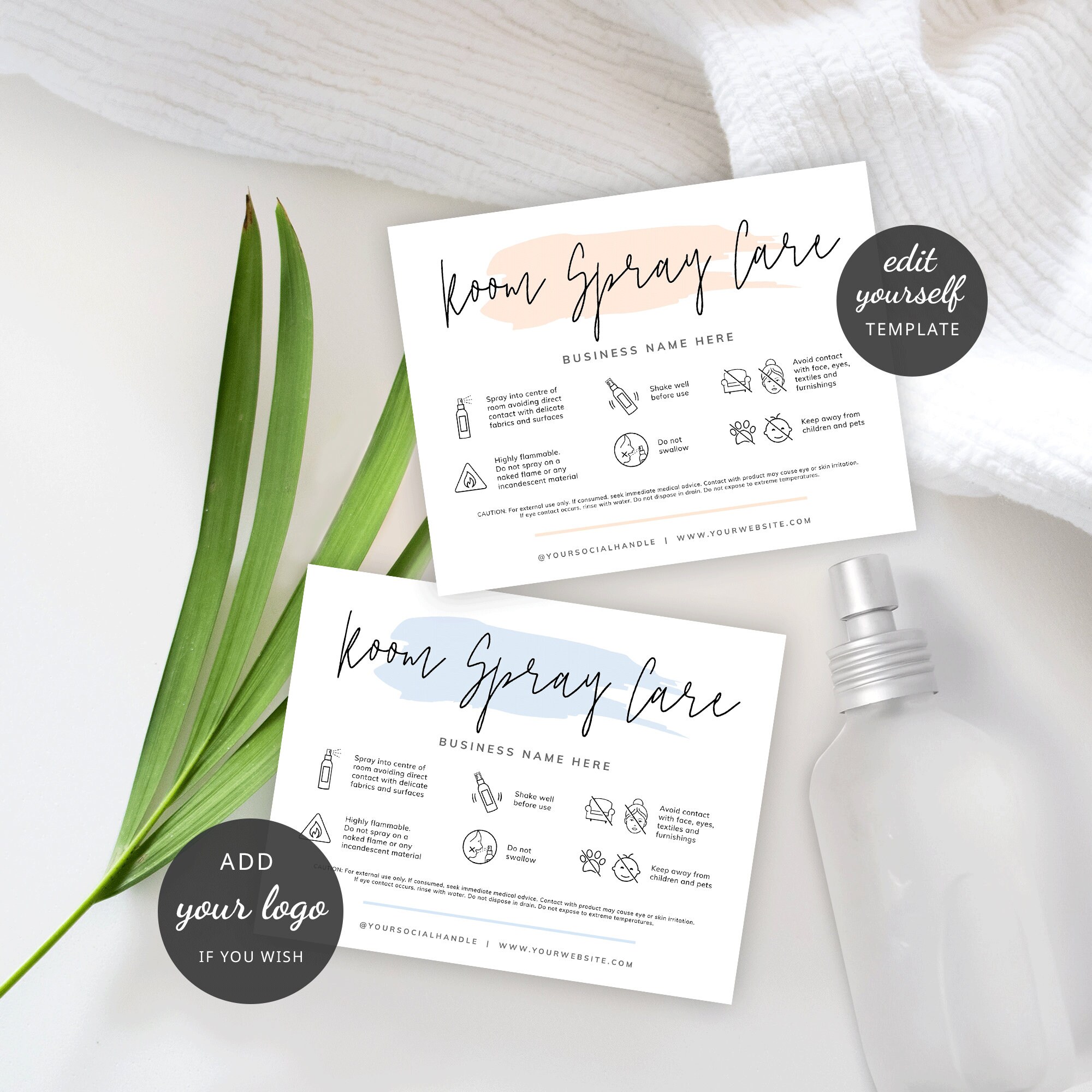 Room Spray Care Guide Template, Editable Room Mist Care Cards ...