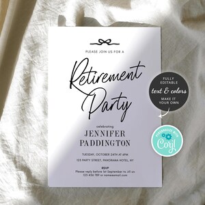 Retirement Party Invitation Template, Minimalist Farewell Dinner Invite ...