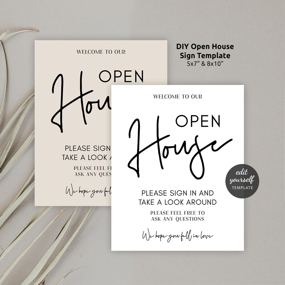 Boho Open House Welcome Sign Template, Real Estate Agent Table Top ...