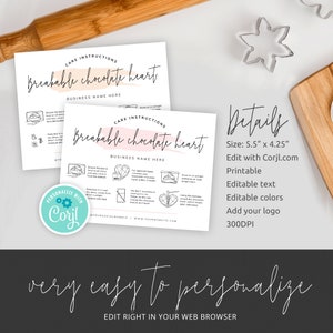Breakable Chocolate Heart Care Card Template, Editable Smashable Candy ...