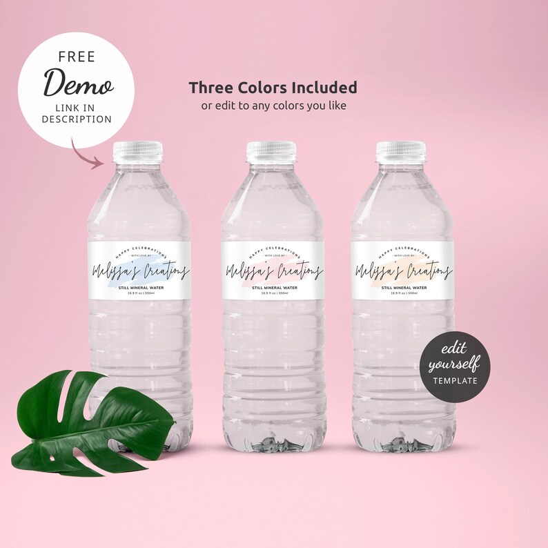 Editable Water Bottle Label Template Custom Still Water - Etsy