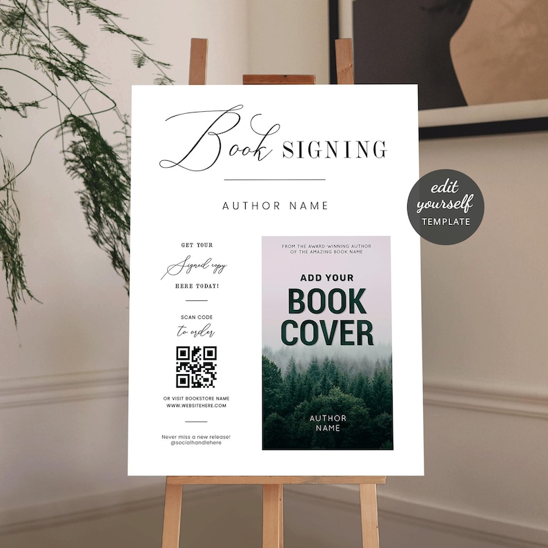 Elegant Book Signing Sign Template: Meet the Author Foam Board 18x24 ...