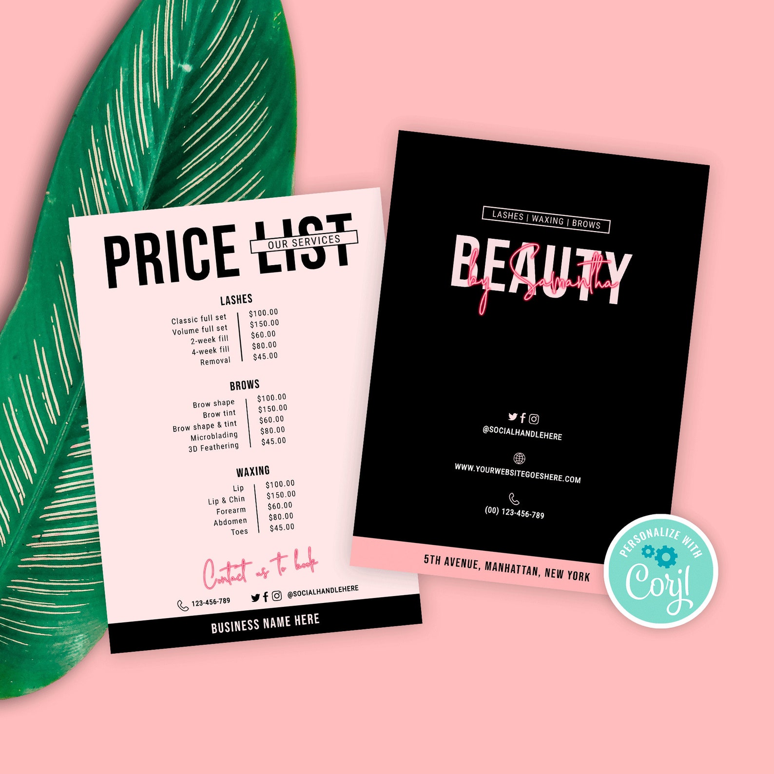 Neon Pink Business Price List DIY Pricing Template Printable - Etsy