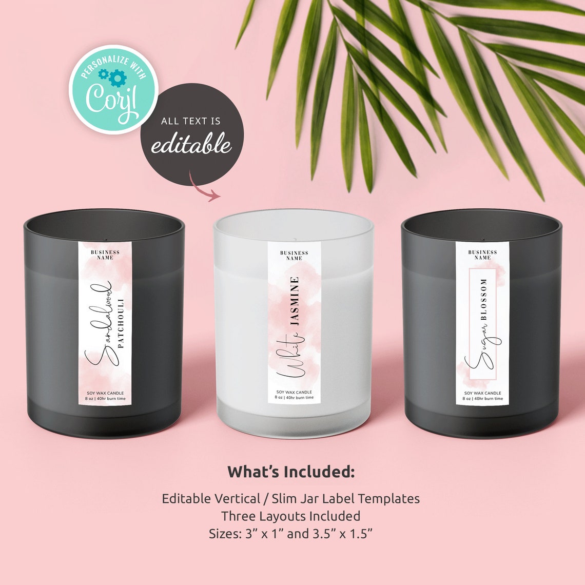 DIY Thin Label Template, Editable Product Jar Branding Kit, 3x1 and 3 ...
