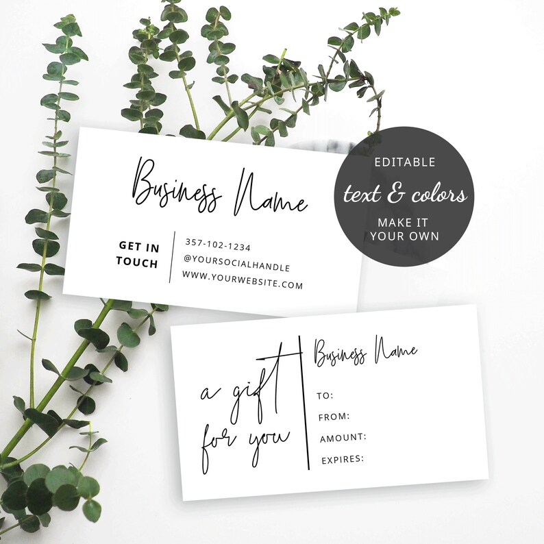 MINI Gift Certificate Template Editable Gift Card Template - Etsy
