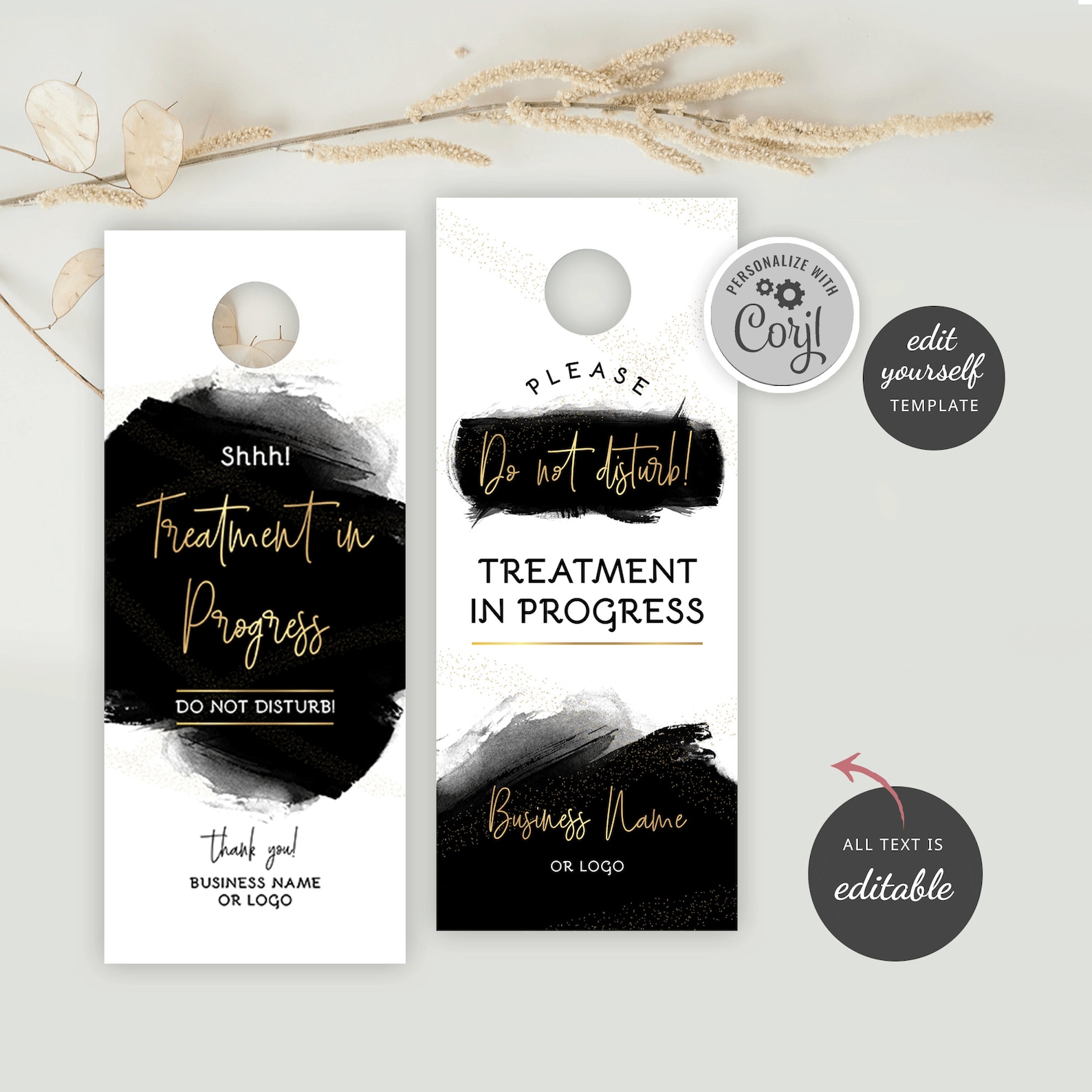 Treatment in Progress Sign Template, Beauty Salon Do Not Disturb Door ...