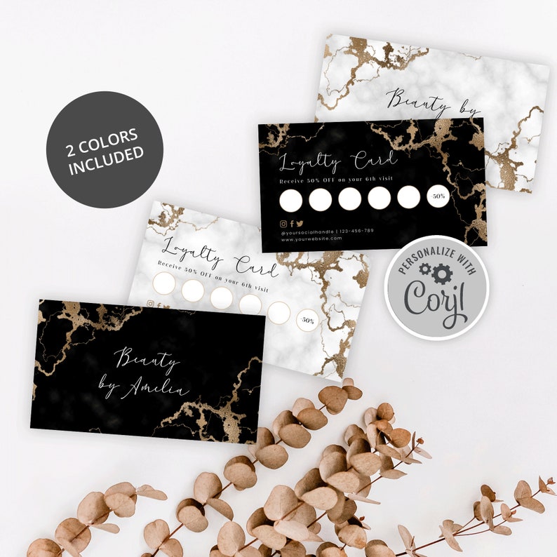 DIY Loyalty Card Template Beauty Salon Rewards Card Black - Etsy