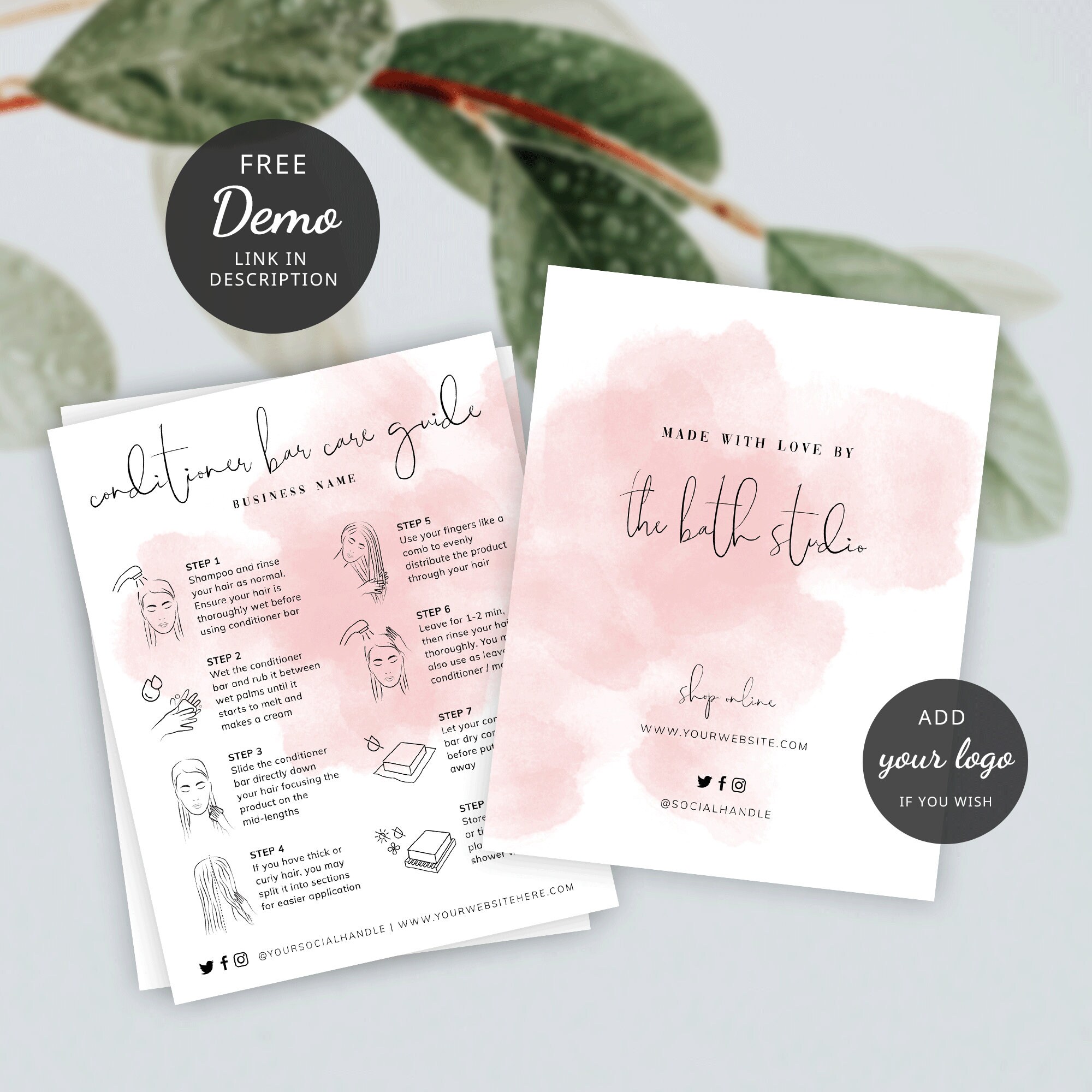 Conditioner Bar Care Guide Template, Editable Solid Conditioner Care ...