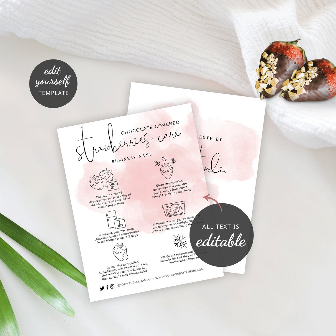 Chocolate Strawberries Care Card Custom Choc Dipped - Etsy