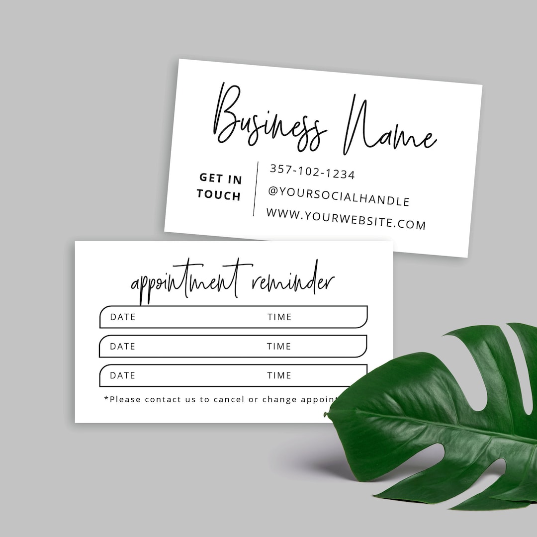 Printable Appointment Card, Minimal Booking Reminder Template, Editable ...