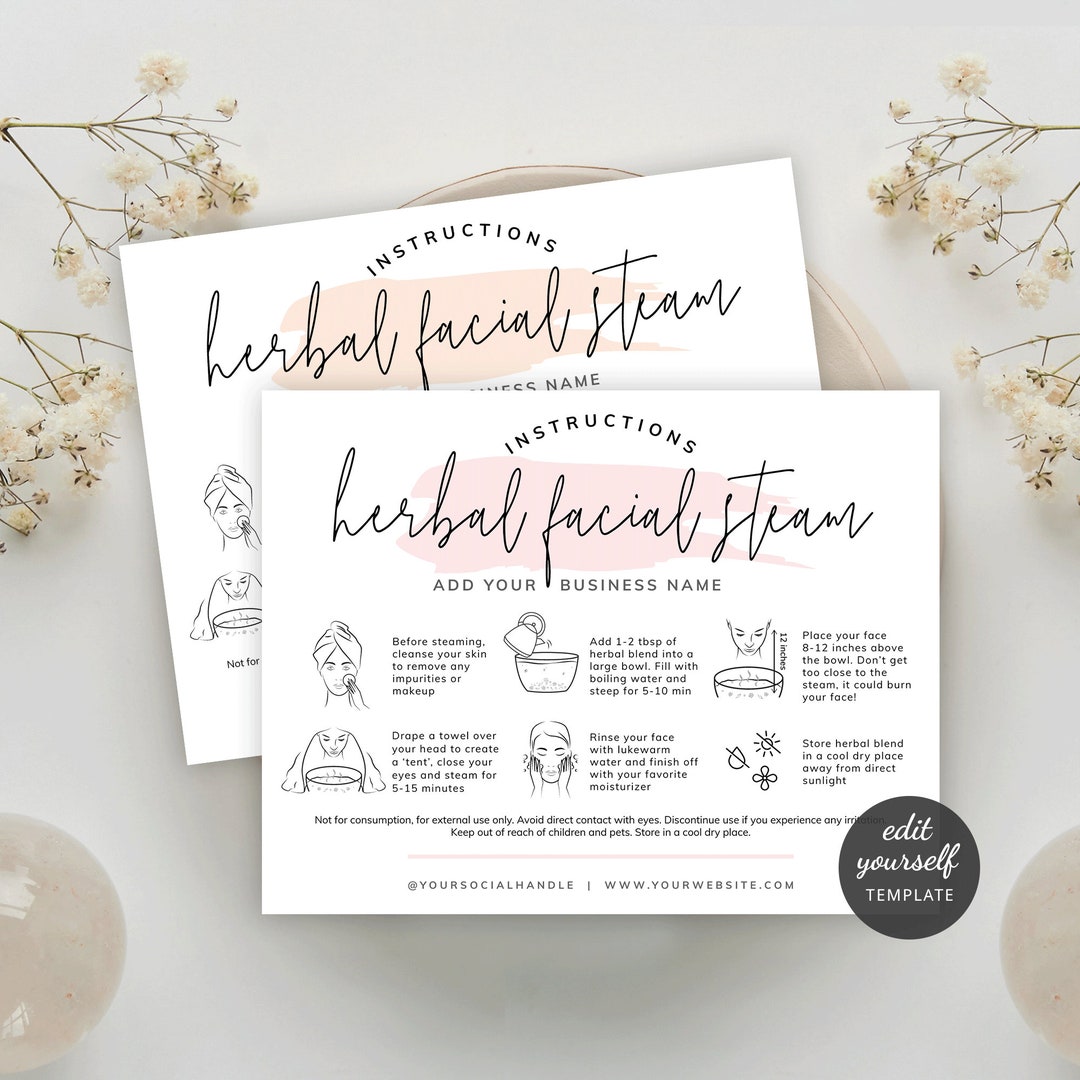 Herbal Facial Steam Care Card Template, Custom DIY Herbal Facial ...