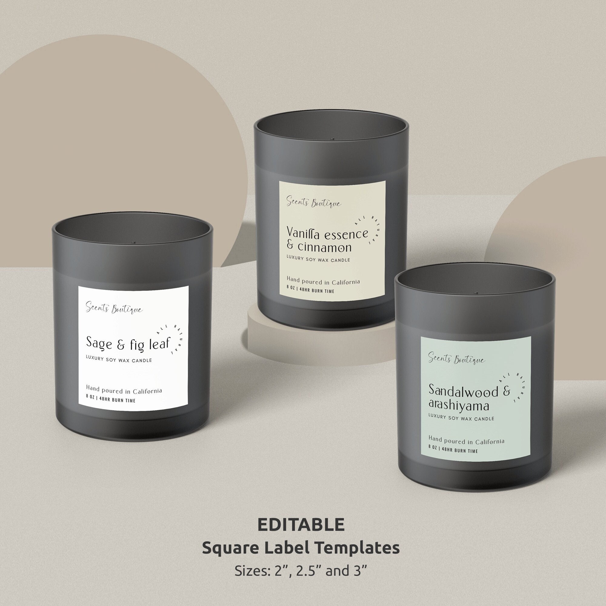 Custom Product Labels Modern Square Labels Template Candle - Etsy