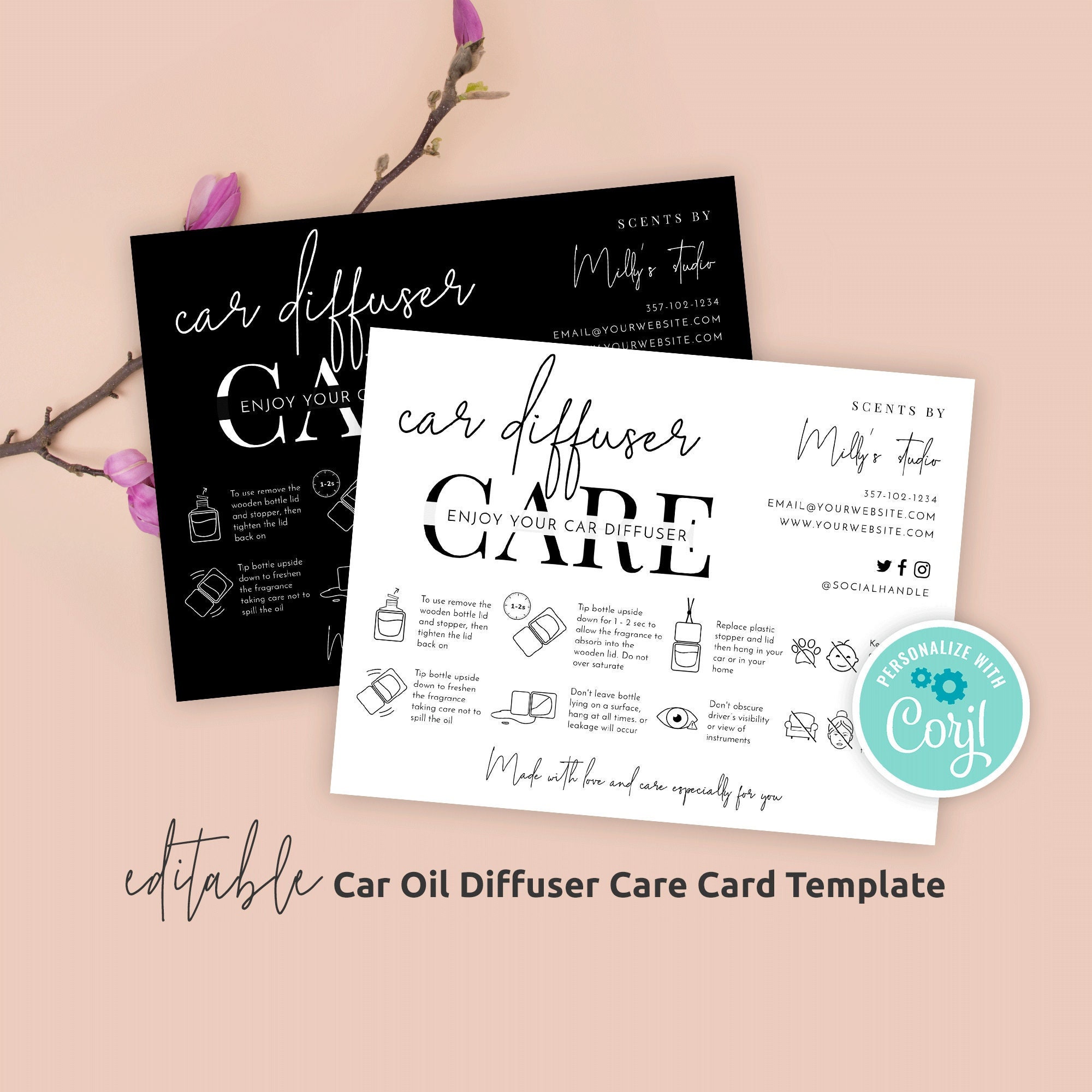 Car Diffuser Safety Guide Template Hanging Oil Diffuser Care - Etsy