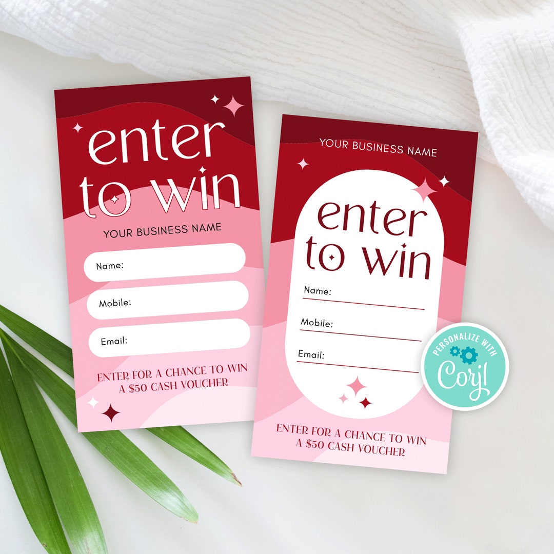 Trendy Pink Raffle Tickets Template, Custom Enter to Win Name Cards ...