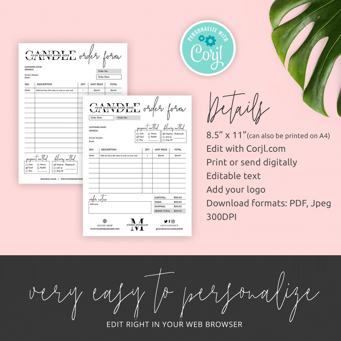 Candle Order Form Template, Editable Product Quotation Form, Printable ...