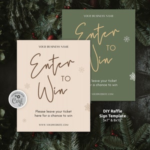 Christmas Raffle Sign Template, Festive Enter to Win 8x10" Poster ...