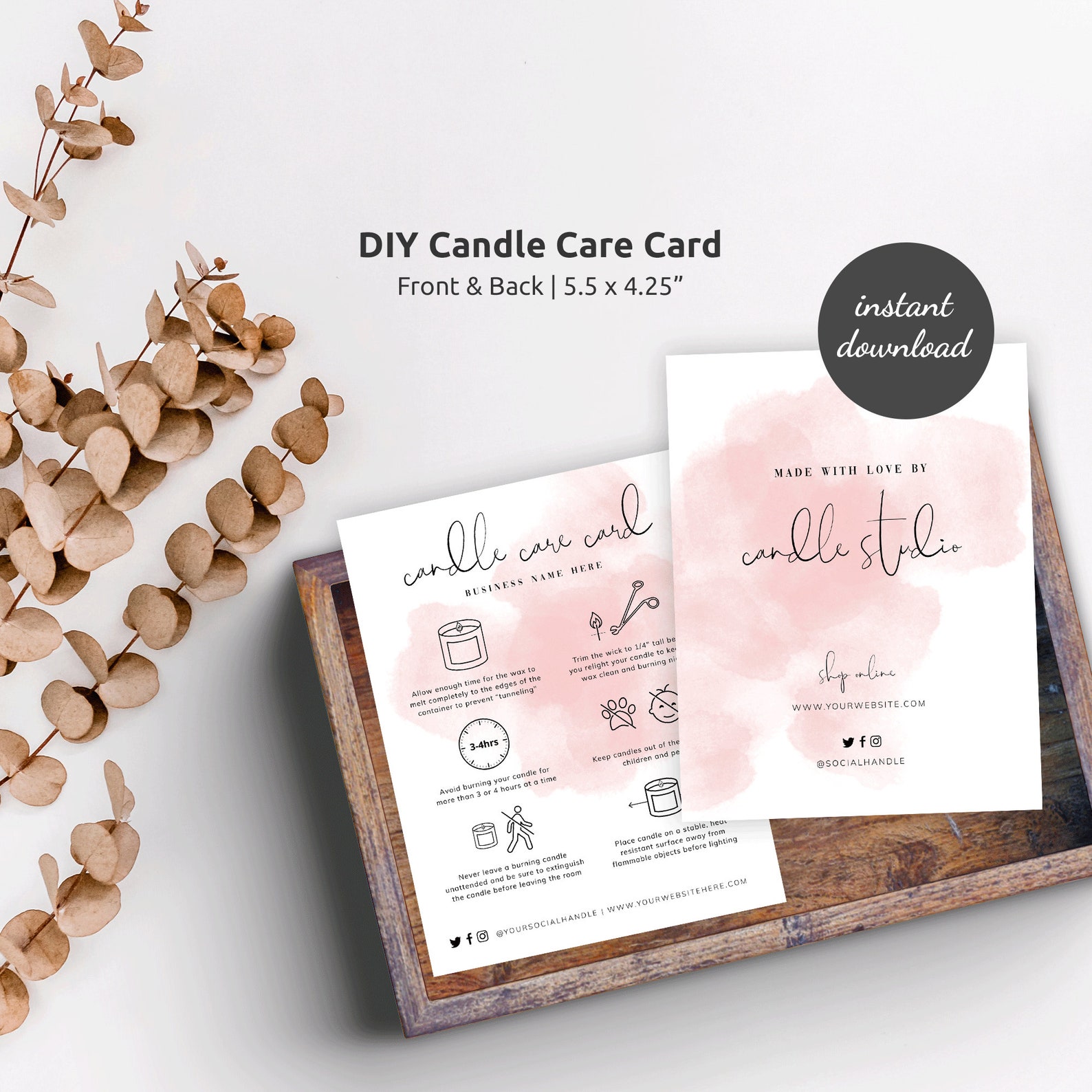 Editable Candle Care Guide Printable Candle Care Card | Etsy Canada