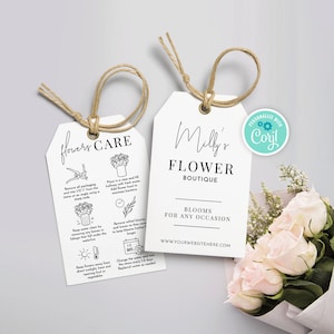 Editable Florist Hang Tag Template, Minimalist Flowers Care ...