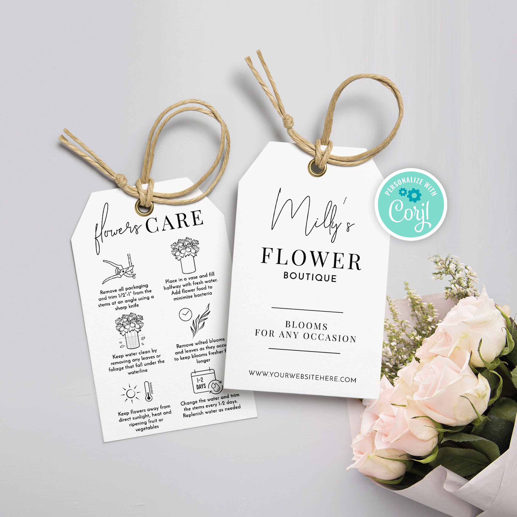 Editable Florist Hang Tag Template Minimalist Flowers Care - Etsy UK
