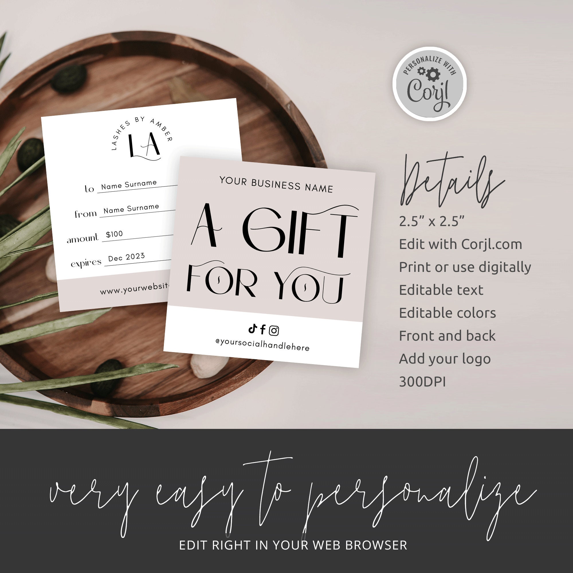 Modern Gift for You Template Beauty Salon Taupe & White - Etsy