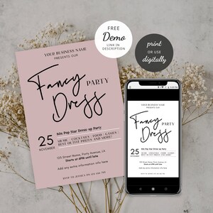 Business Fancy Dress Party Invitation, Company Dress up Event Flyer ...