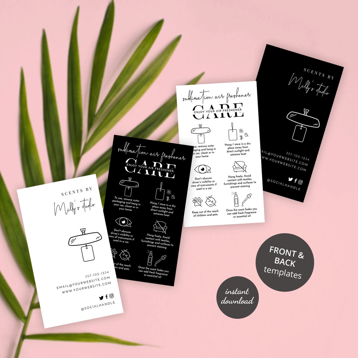 Car Freshener Care Card Template Editable Sublimation Air | Etsy