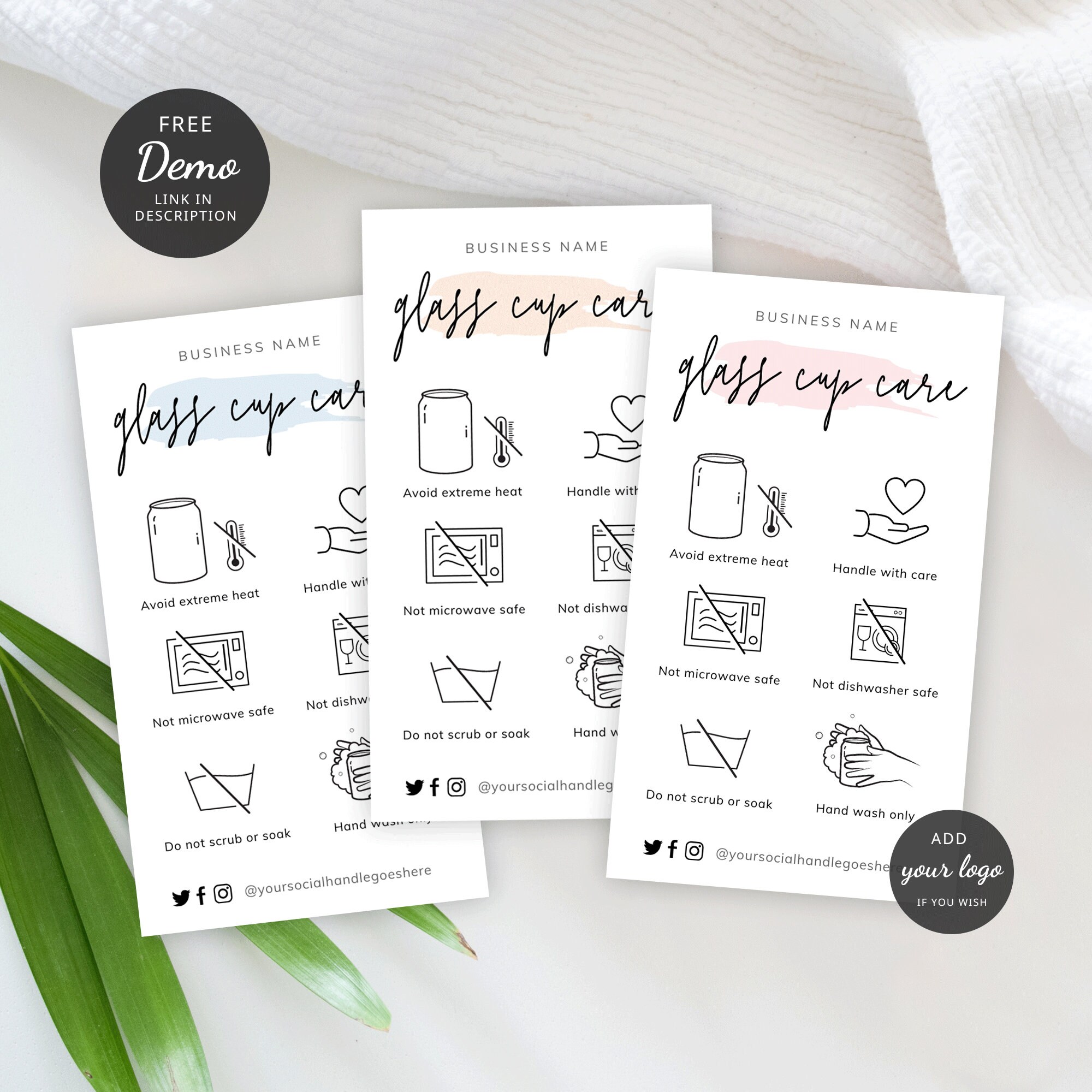 Beer Glass Care Card Template Editable Can Tumbler Care - Etsy