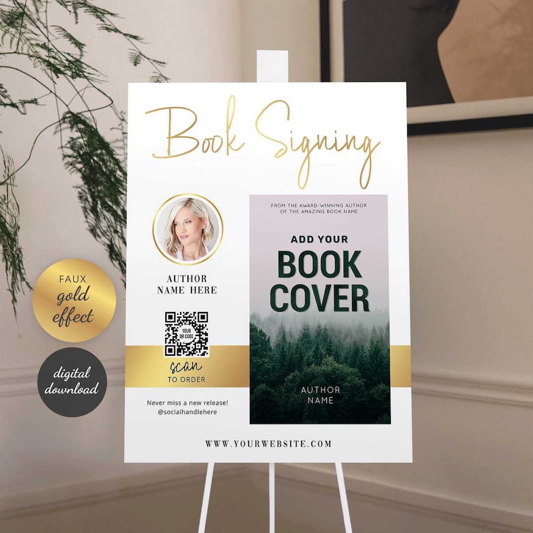 Book Signing Sign Template, Faux Gold Book Promotion Foam Board Design ...
