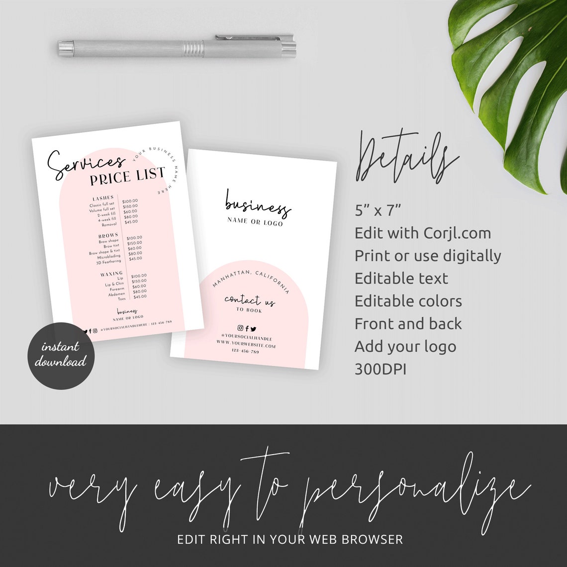 Business Price List Template Printable Price List Boho - Etsy