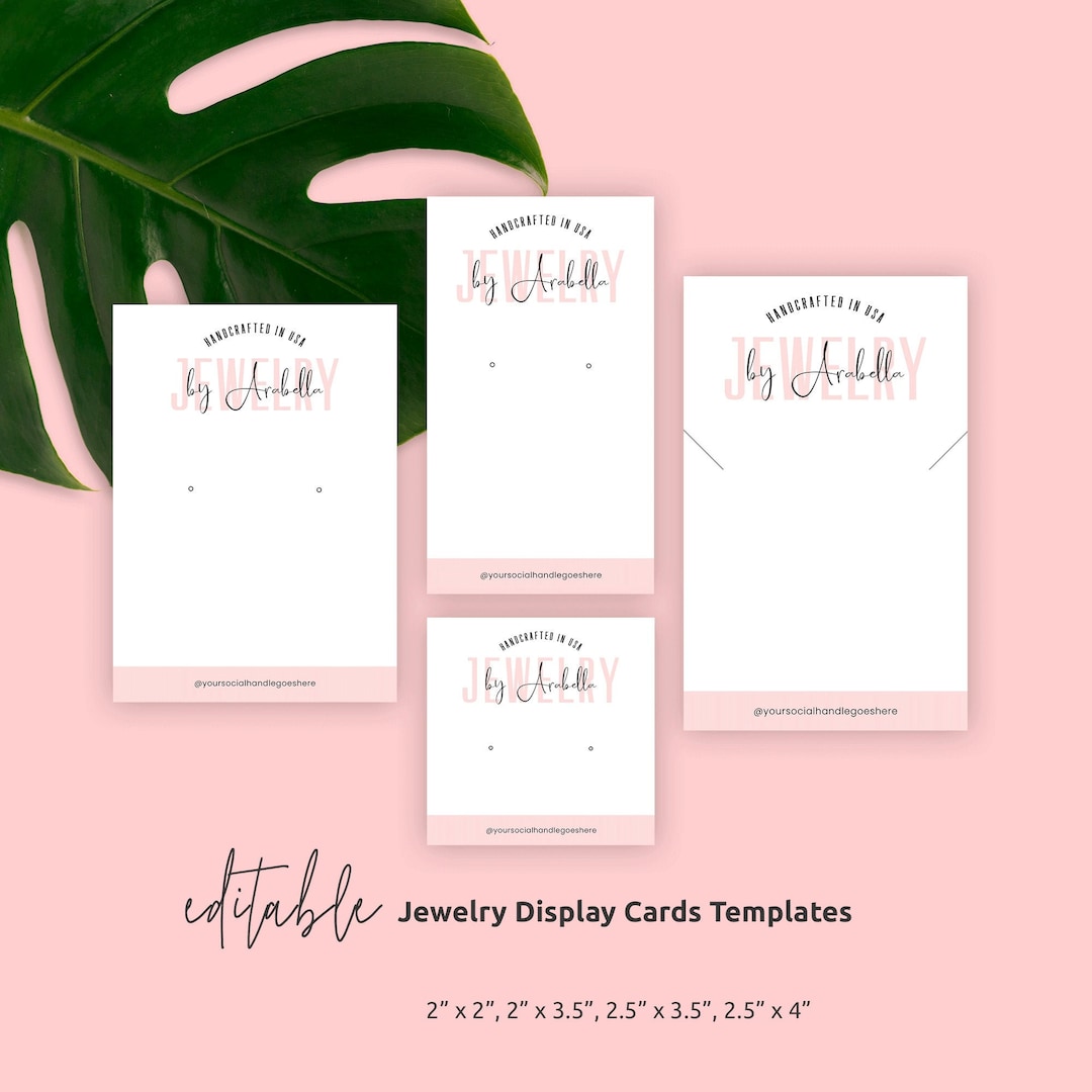 Jewelry Display Cards Template, Editable Earrings Display Cards ...