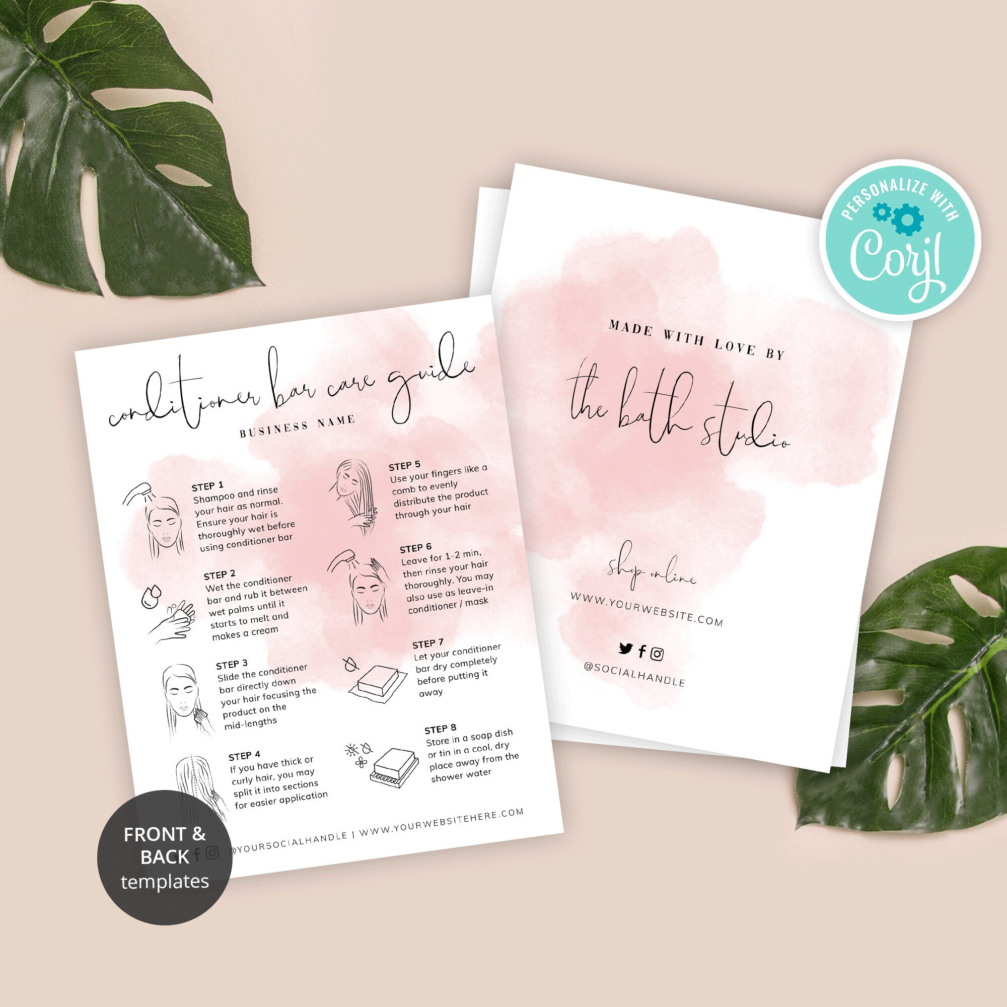 Conditioner Bar Care Guide Template, Editable Solid Conditioner Care ...
