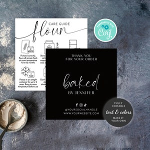 Minimal Flour Care Card Template, Custom Bread Flour Storage ...