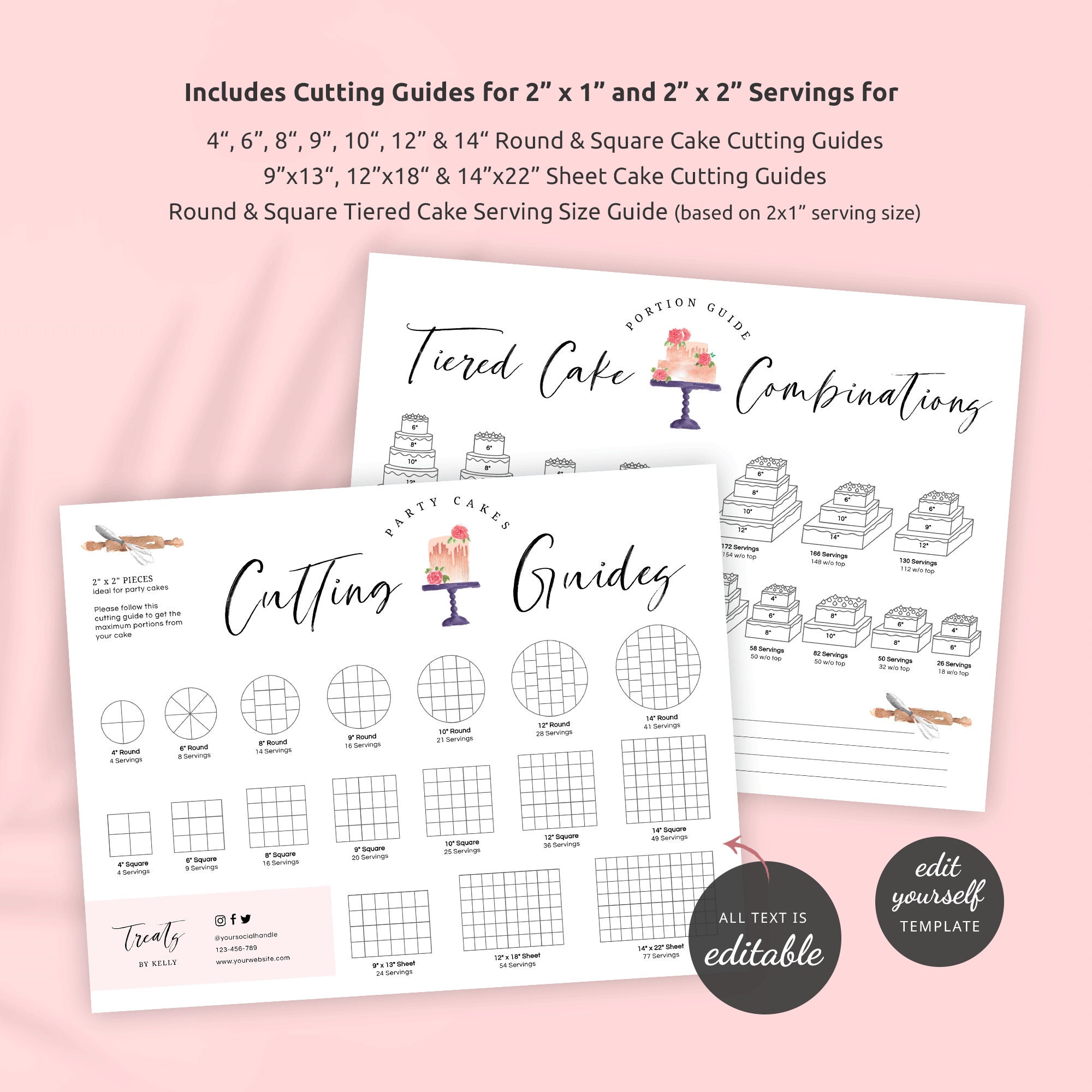 Wedding Cake Cutting Guides Template Instant Party Cakes - Etsy