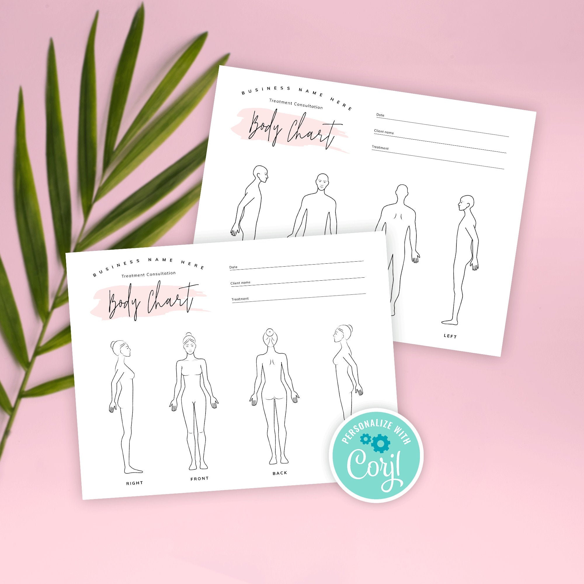 Body Chart Template Editable Beauty Salon Consultation - Etsy