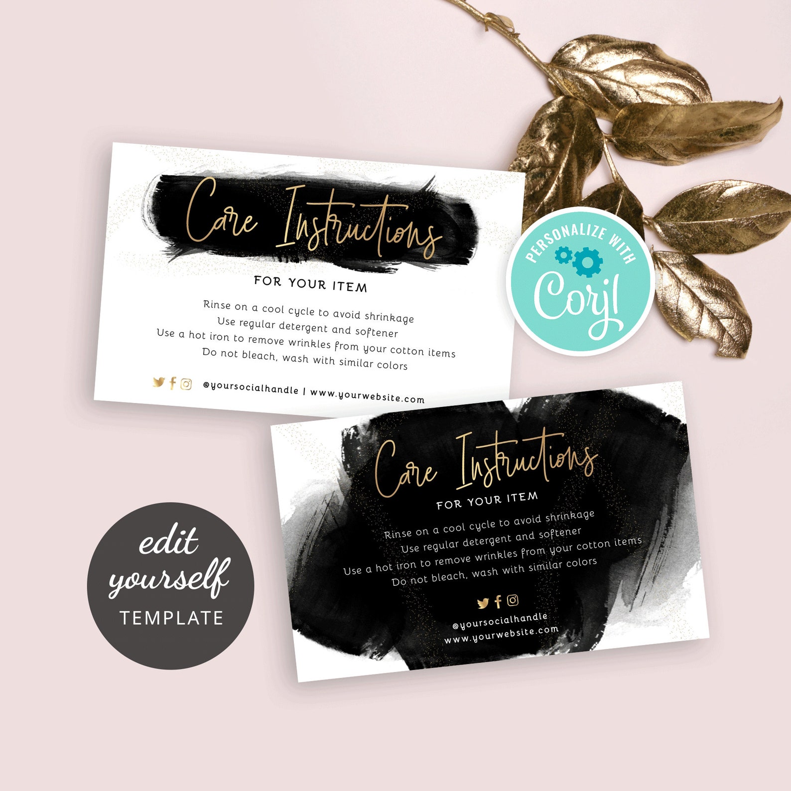 DIY Care Card Template Editable Care Instructions Card | Etsy