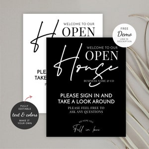Open House Welcome Sign Template, DIY Table Top Signage 5x7" 8x10 ...