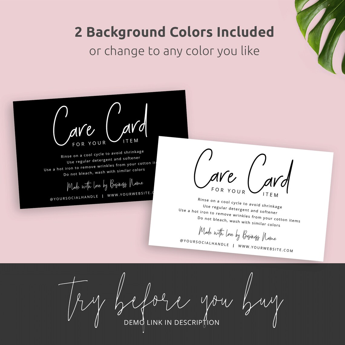 Printable Care Card Template Customizable Care Guide Design | Etsy