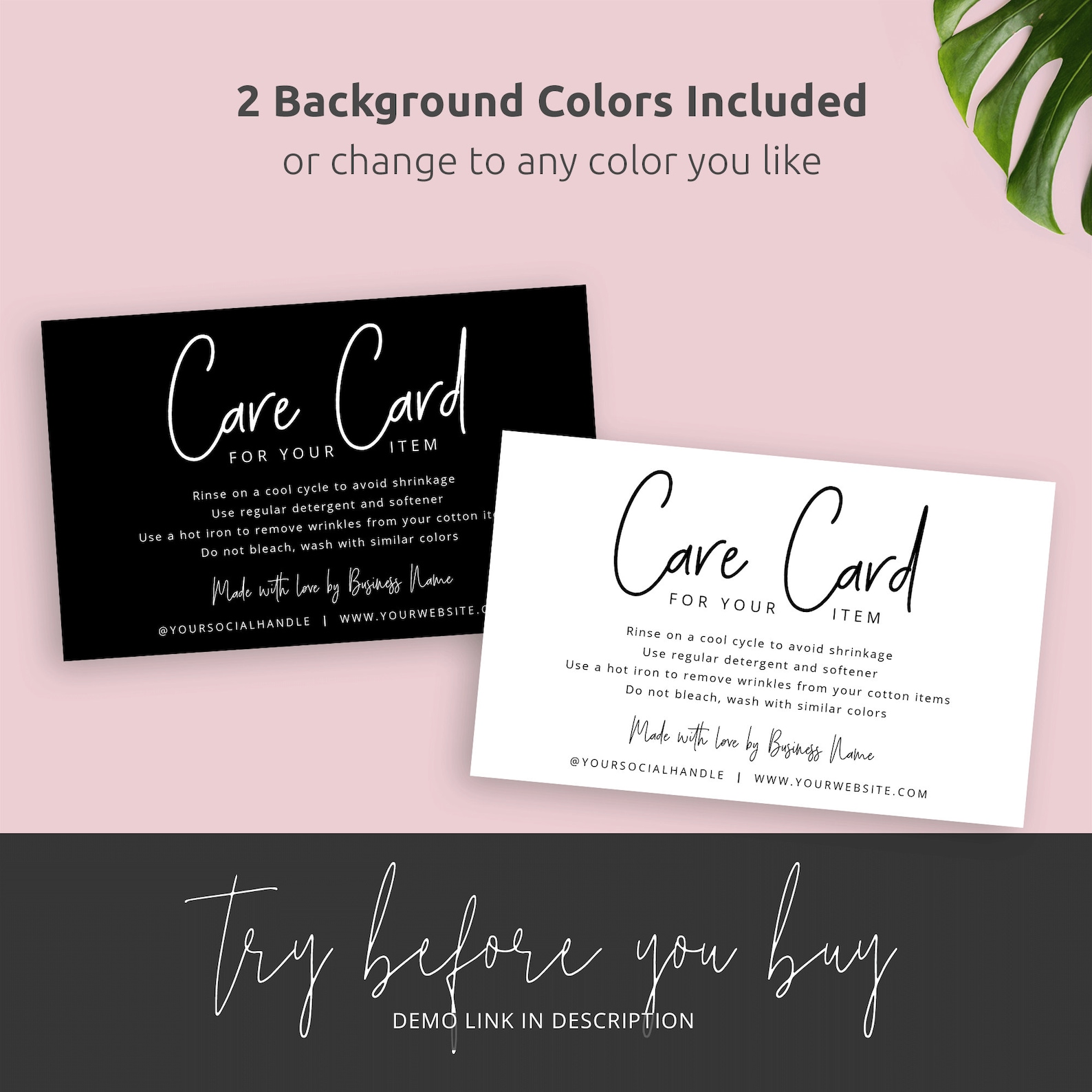 Printable Care Card Template, Customizable Care Guide Design, Washing ...