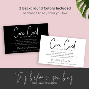 Printable Care Card Template, Customizable Care Guide Design, Washing ...