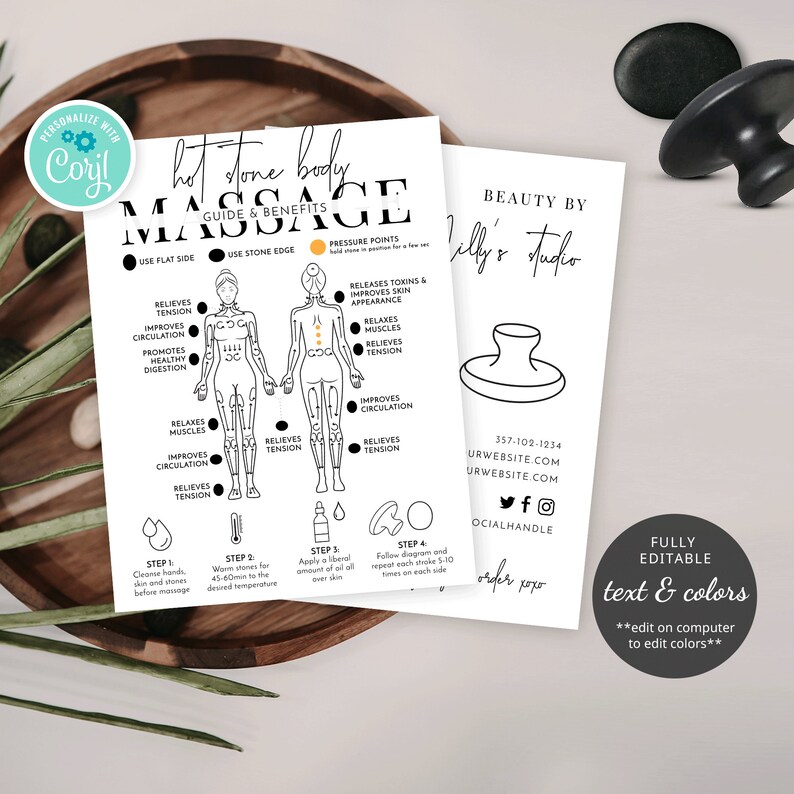 Hot Stone Body Massage Guide Template DIY Heated Handheld - Etsy