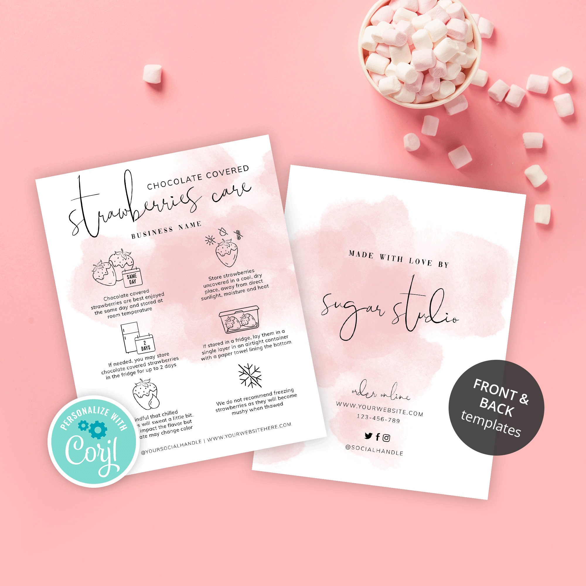 Chocolate Strawberries Care Card Custom Choc Dipped - Etsy