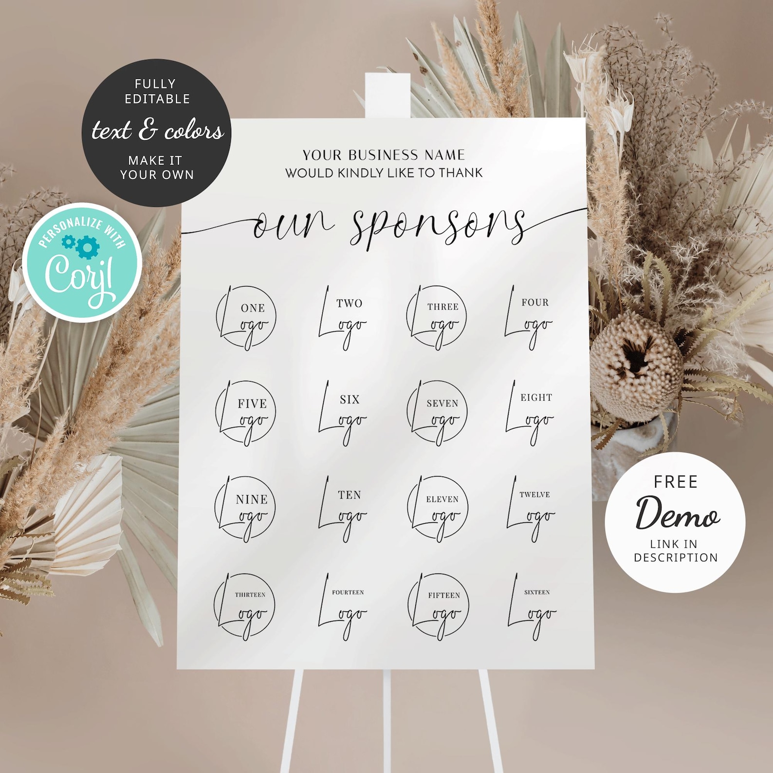 Sponsors Logos Sign Template, Minimalist Business Event Sponsorships ...