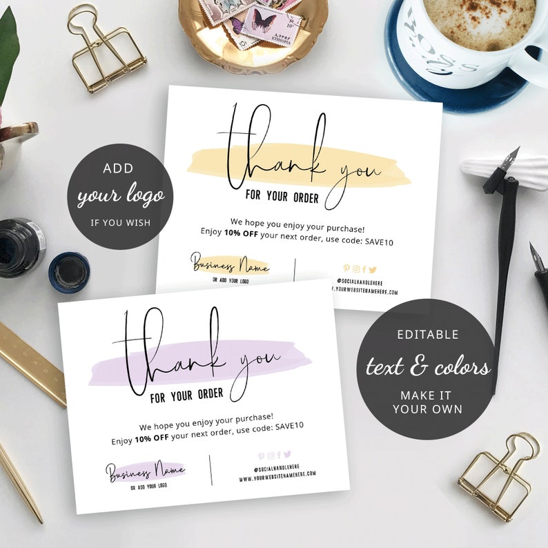 Business Thank You for Order Template Editable Thank You | Etsy