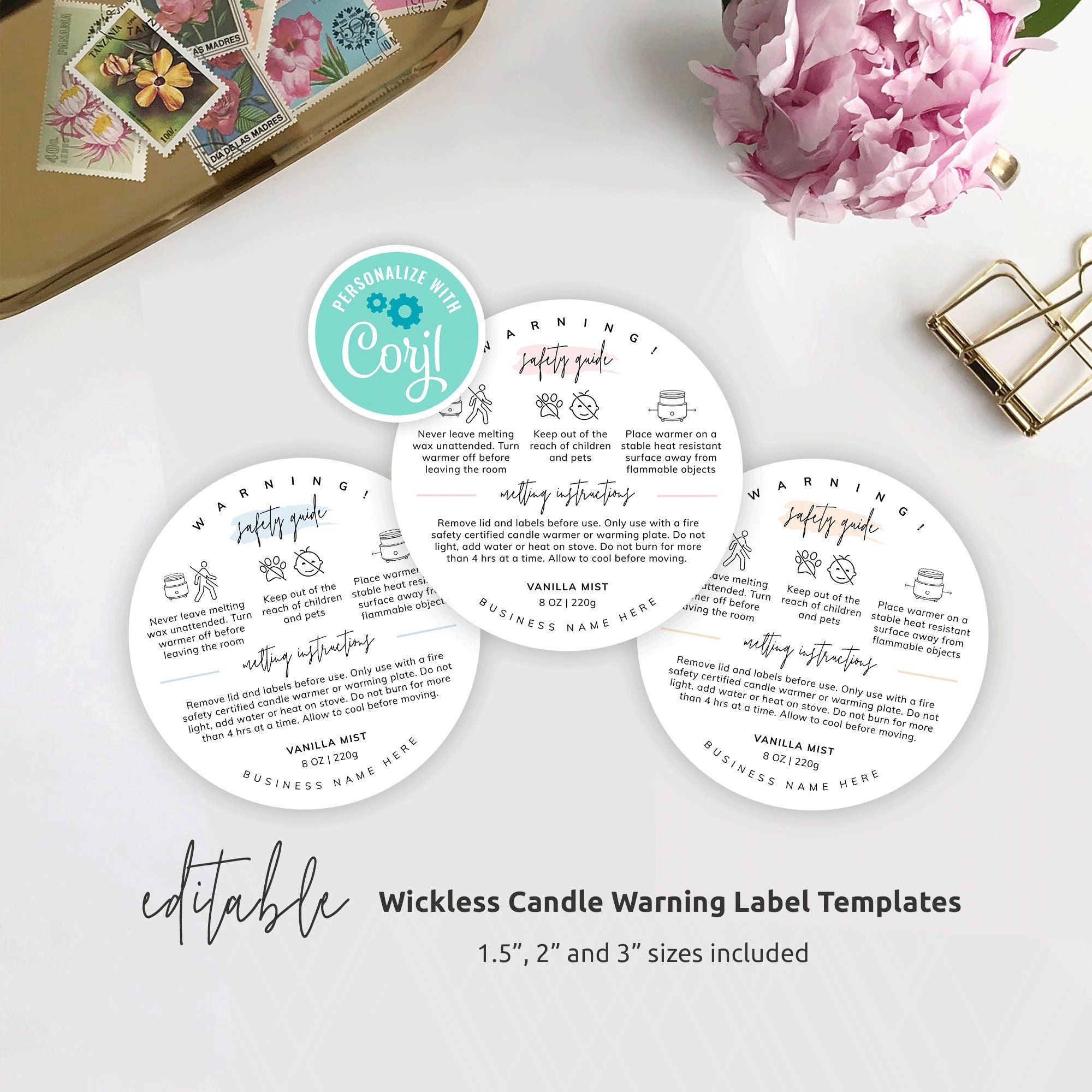 Wickless Candle Warning Label Template Editable No Wick Melts - Etsy