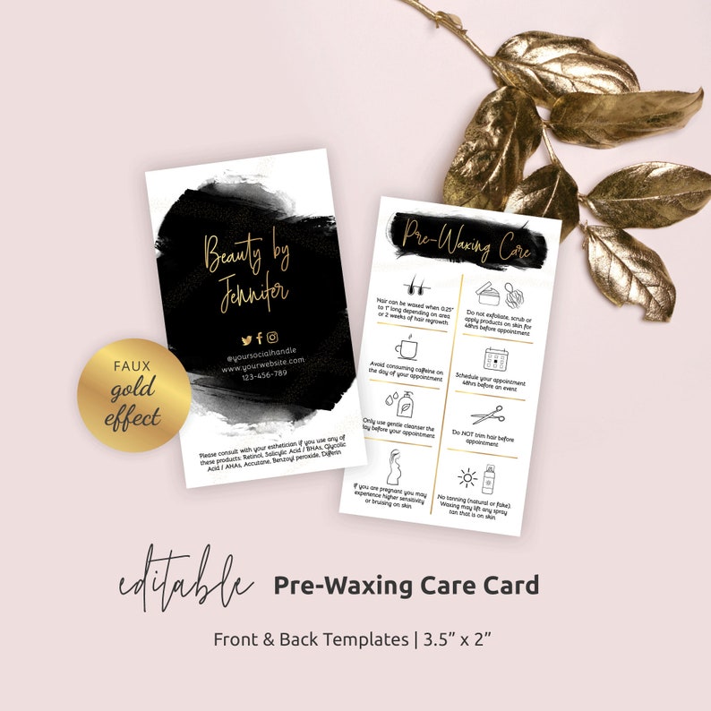 Pre-waxing Care Template Editable Pre Wax Care Instructions | Etsy