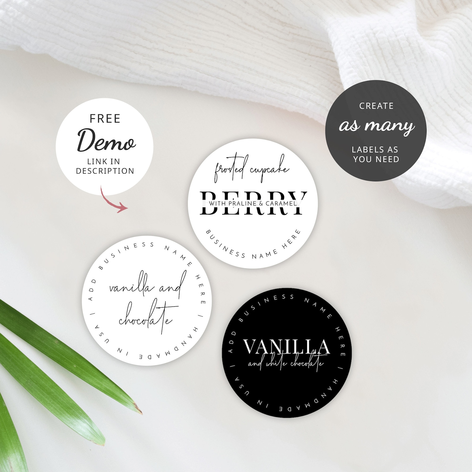 Minimalist Scent Name Labels, Editable Flavor Round Sticker Template ...