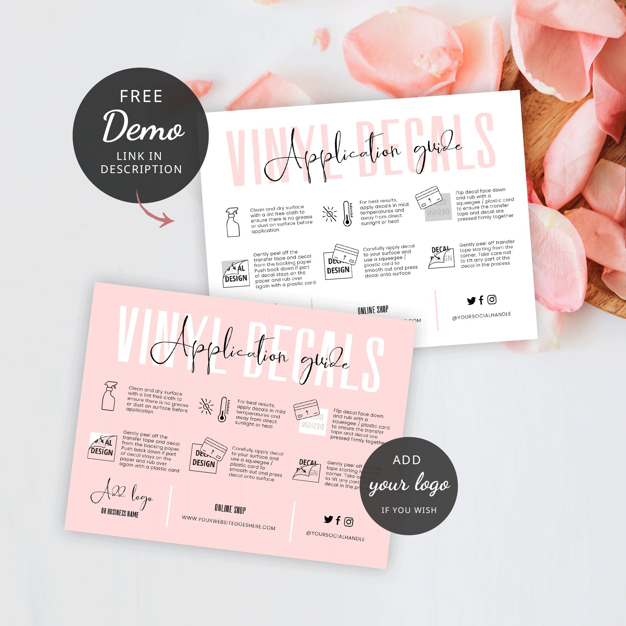 Decals Customer Guide Template Editable Vinyl Stickers - Etsy