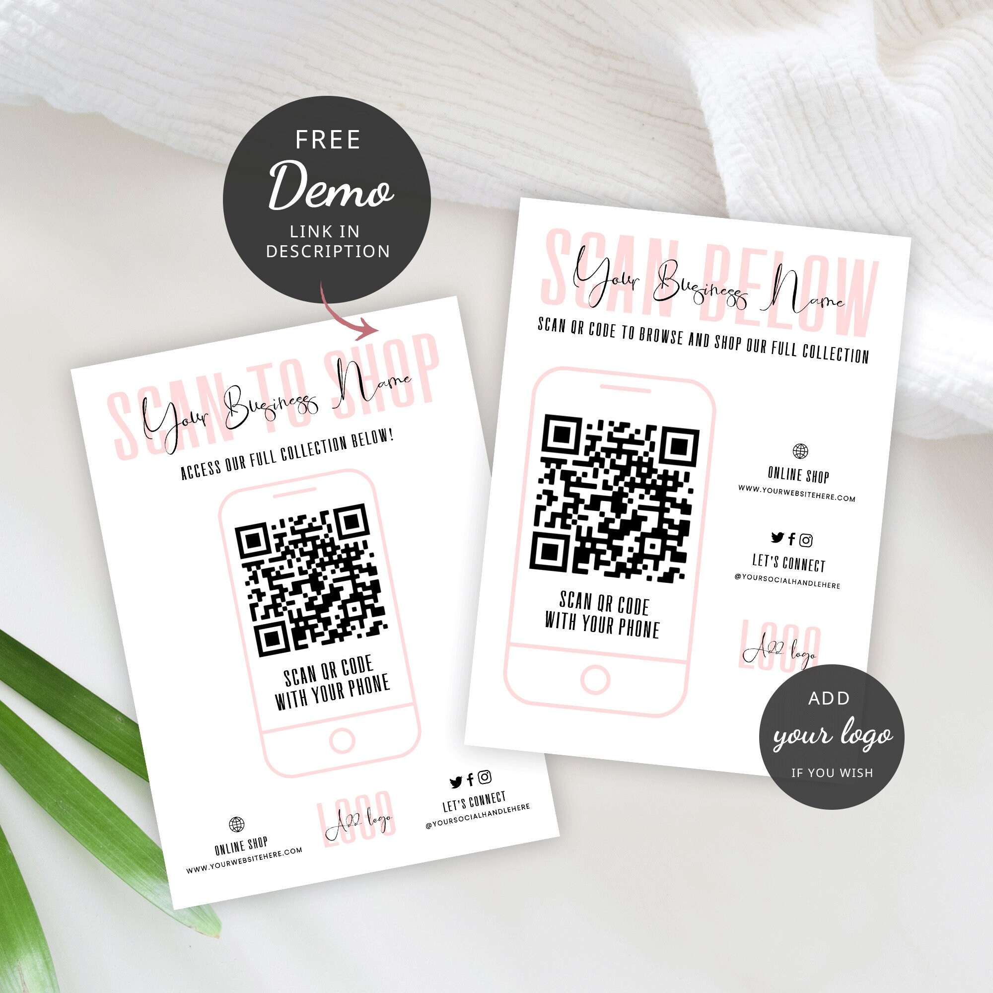 Custom QR Code Sign Design Scan QR Code Template Printable - Etsy UK